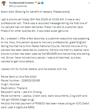 Fedex Courier Scam - Chat Room - NFDB